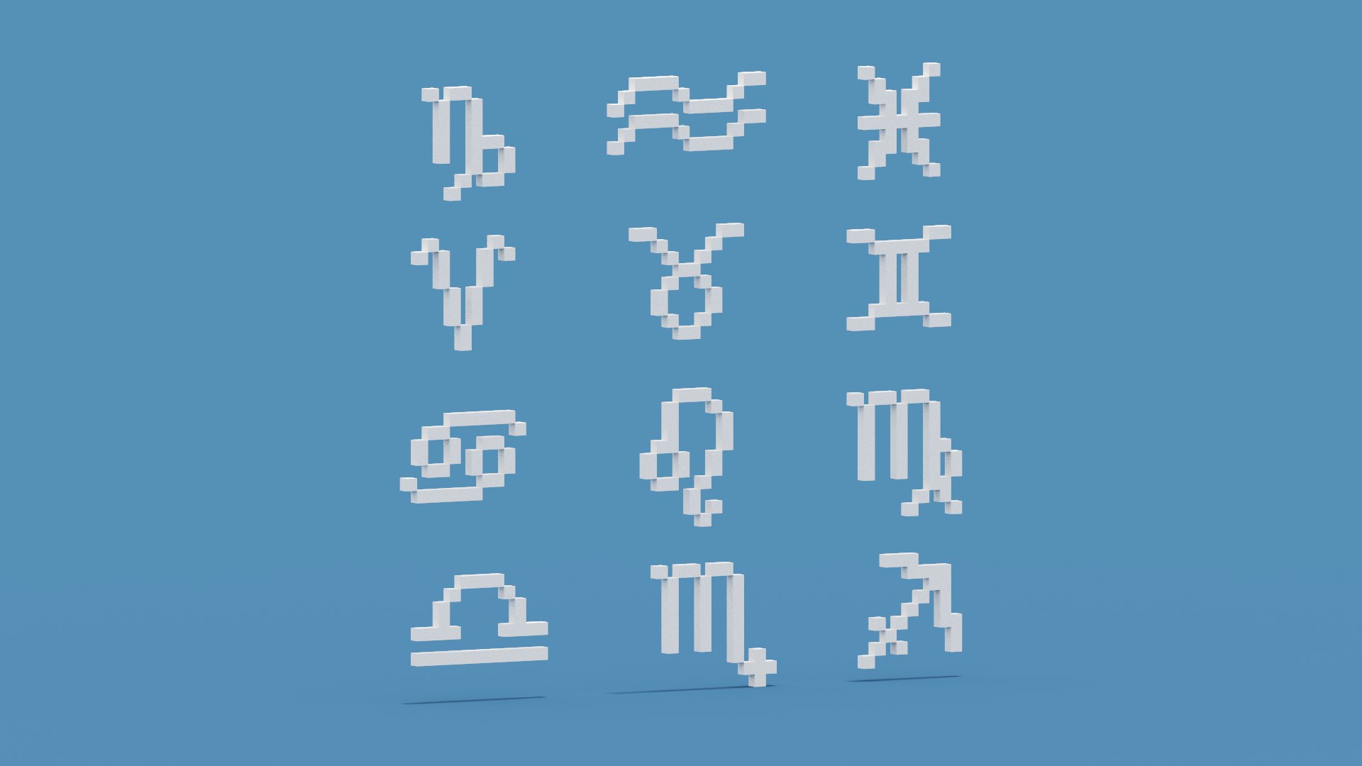 Zodiac Pixel Set 3D Model - TurboSquid 2060566