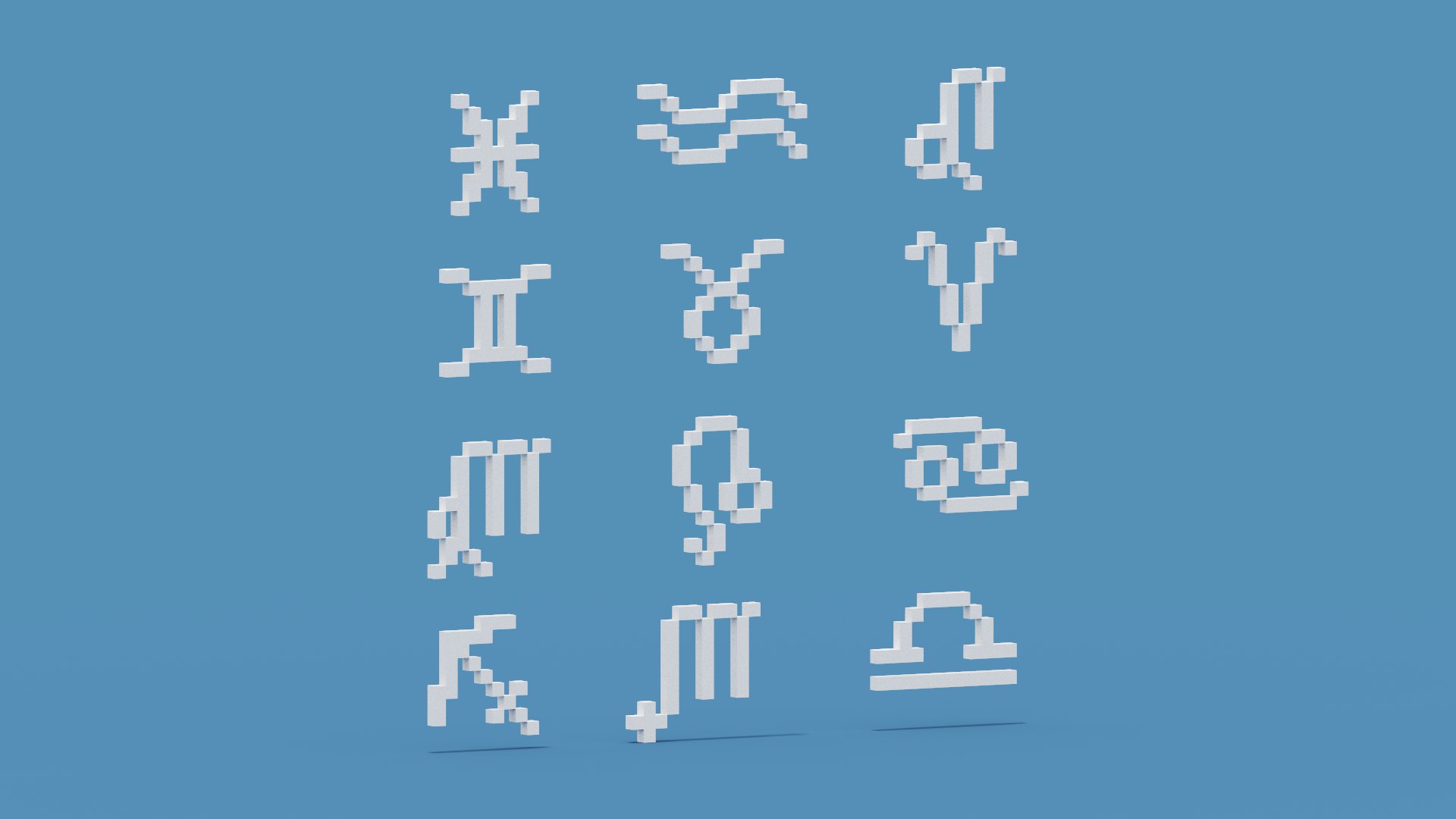 Zodiac Pixel Set 3D Model - TurboSquid 2060566
