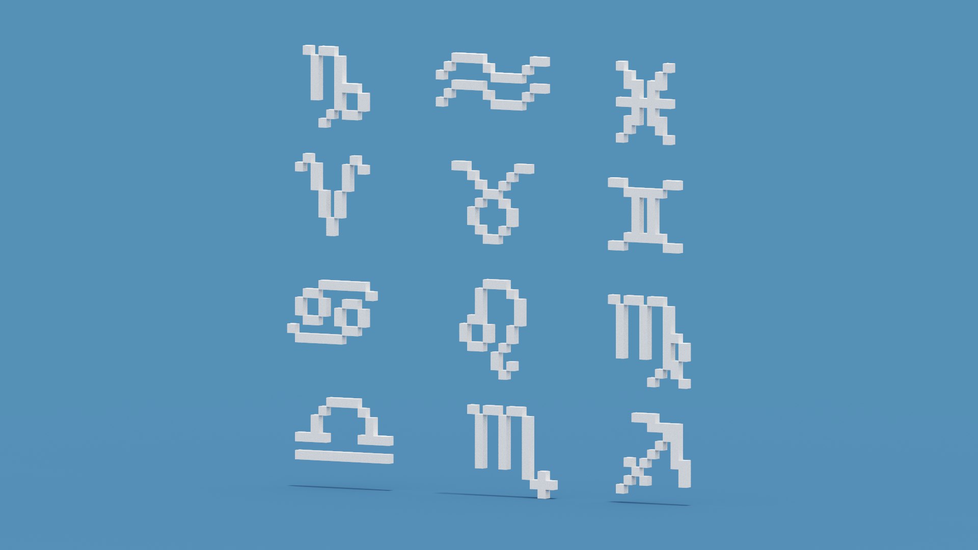 Zodiac Pixel Set 3D Model - TurboSquid 2060566