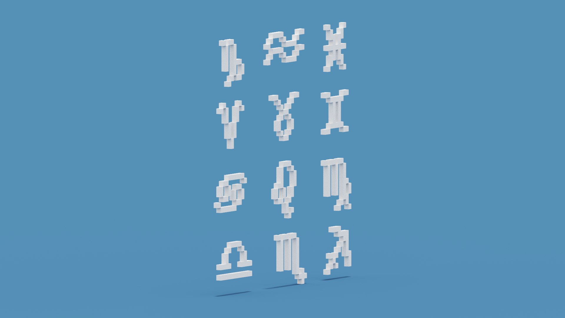Zodiac Pixel Set 3D Model - TurboSquid 2060566