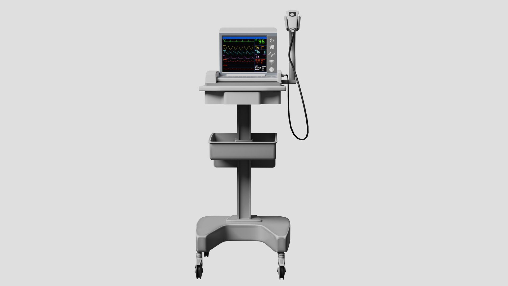 Medical EKG Device With Rolling Stand 3D - TurboSquid 2388162