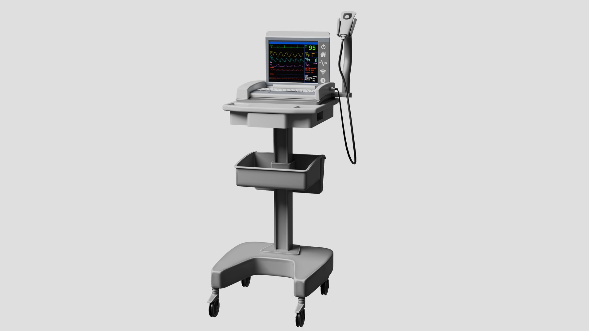 Medical EKG Device With Rolling Stand 3D - TurboSquid 2388162