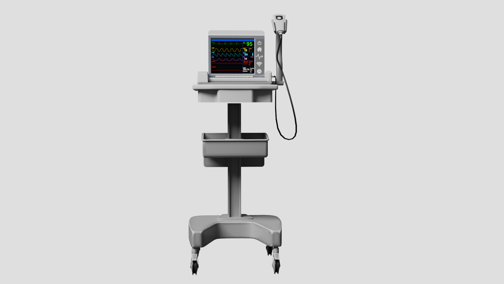 Medical EKG Device With Rolling Stand 3D - TurboSquid 2388162