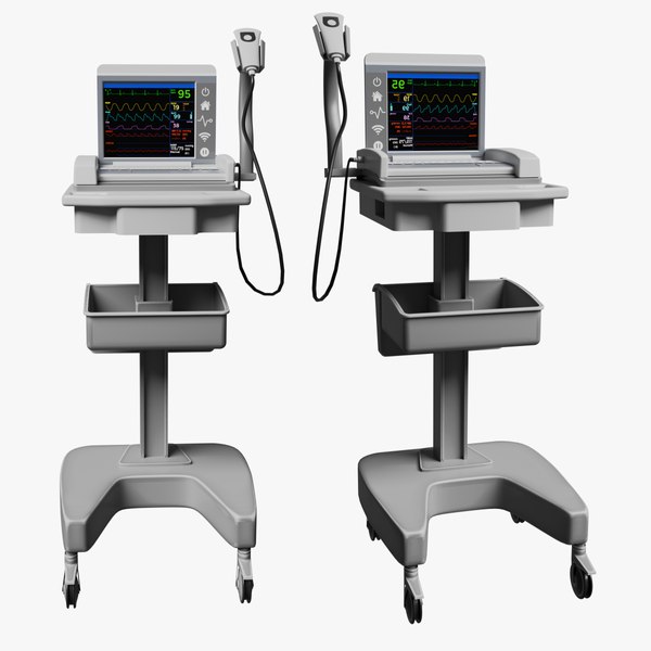 modelo 3d Dispositivo médico de ECG con soporte rodante - TurboSquid ...