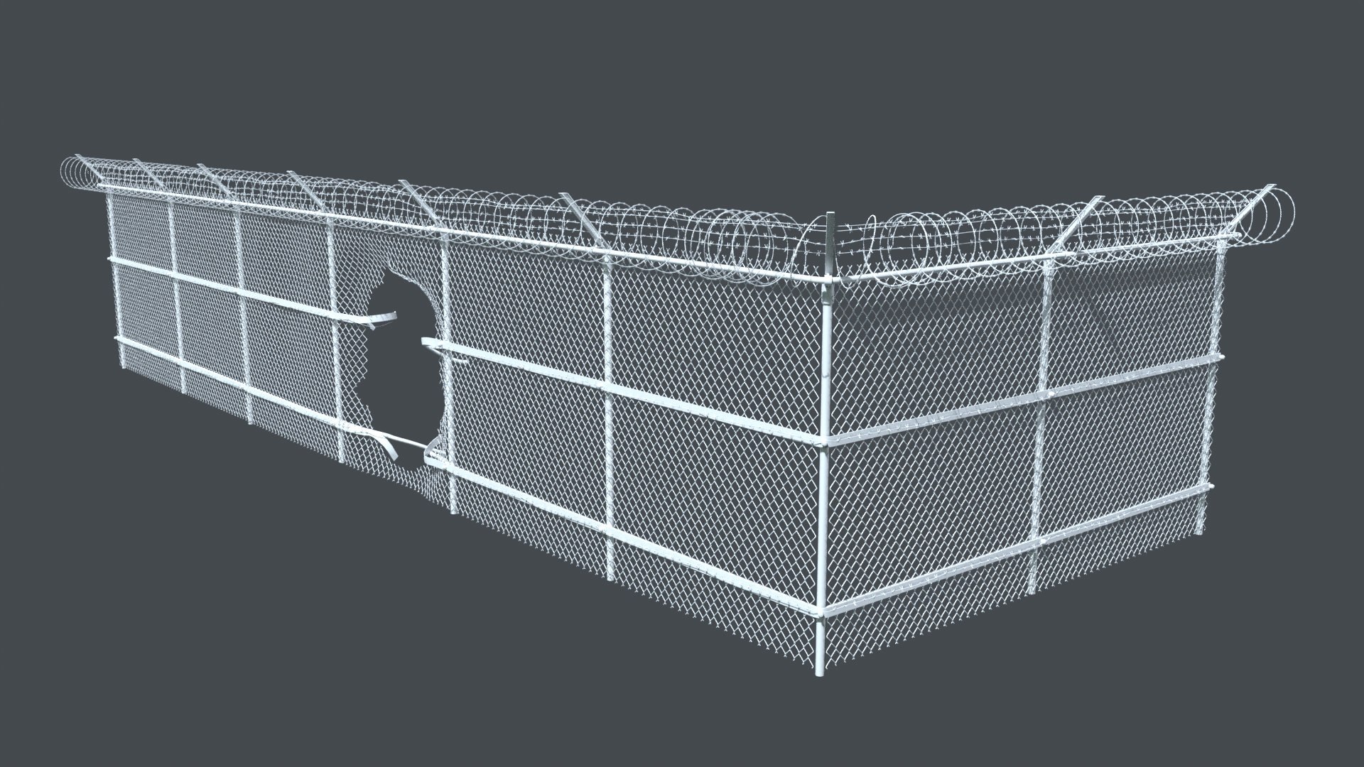 Modular Chain Link Fence High Poly 3D Model - TurboSquid 2417541