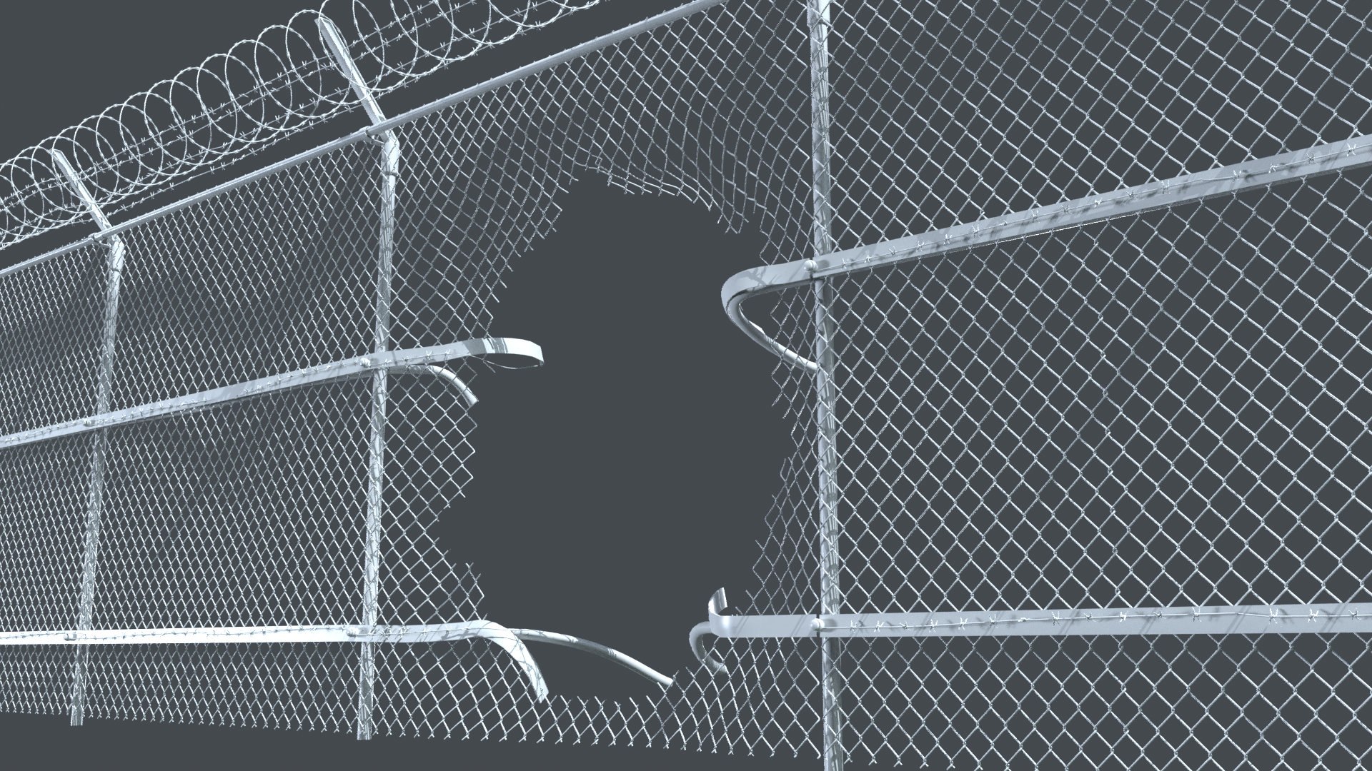 Modular Chain Link Fence High Poly 3D Model - TurboSquid 2417541
