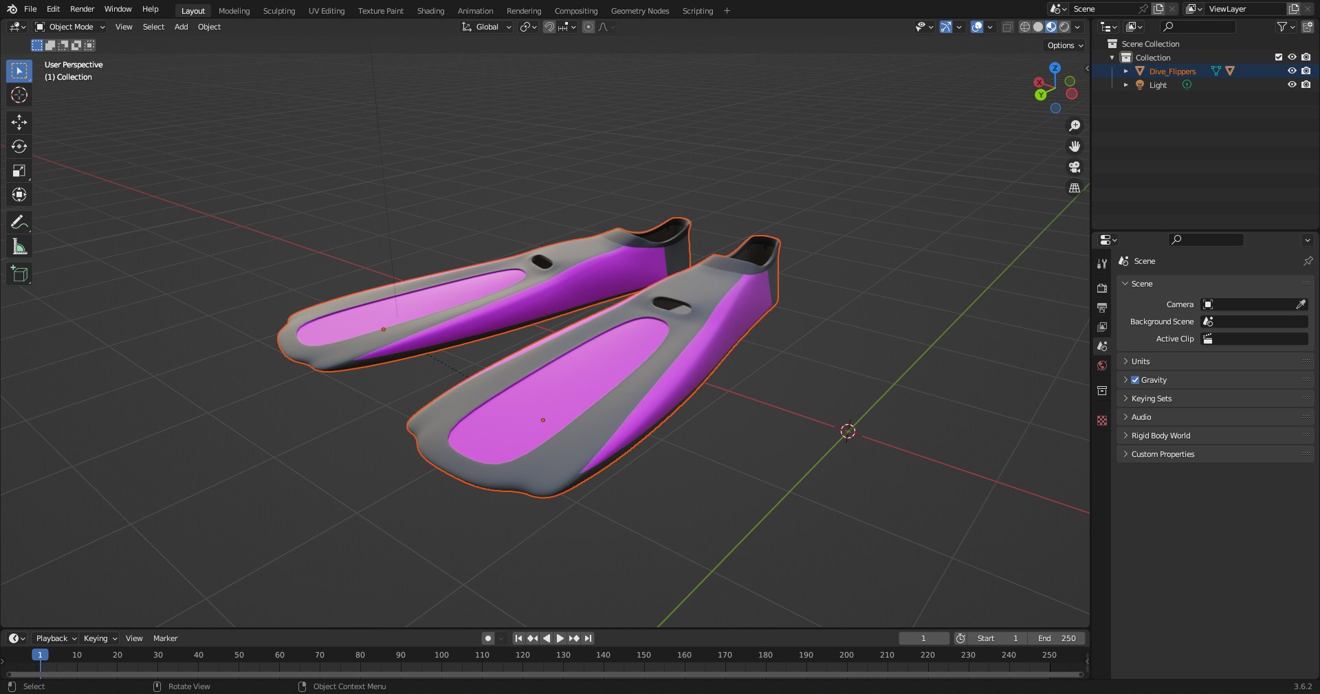 Dive Flippers Pink 3D - TurboSquid 2150986