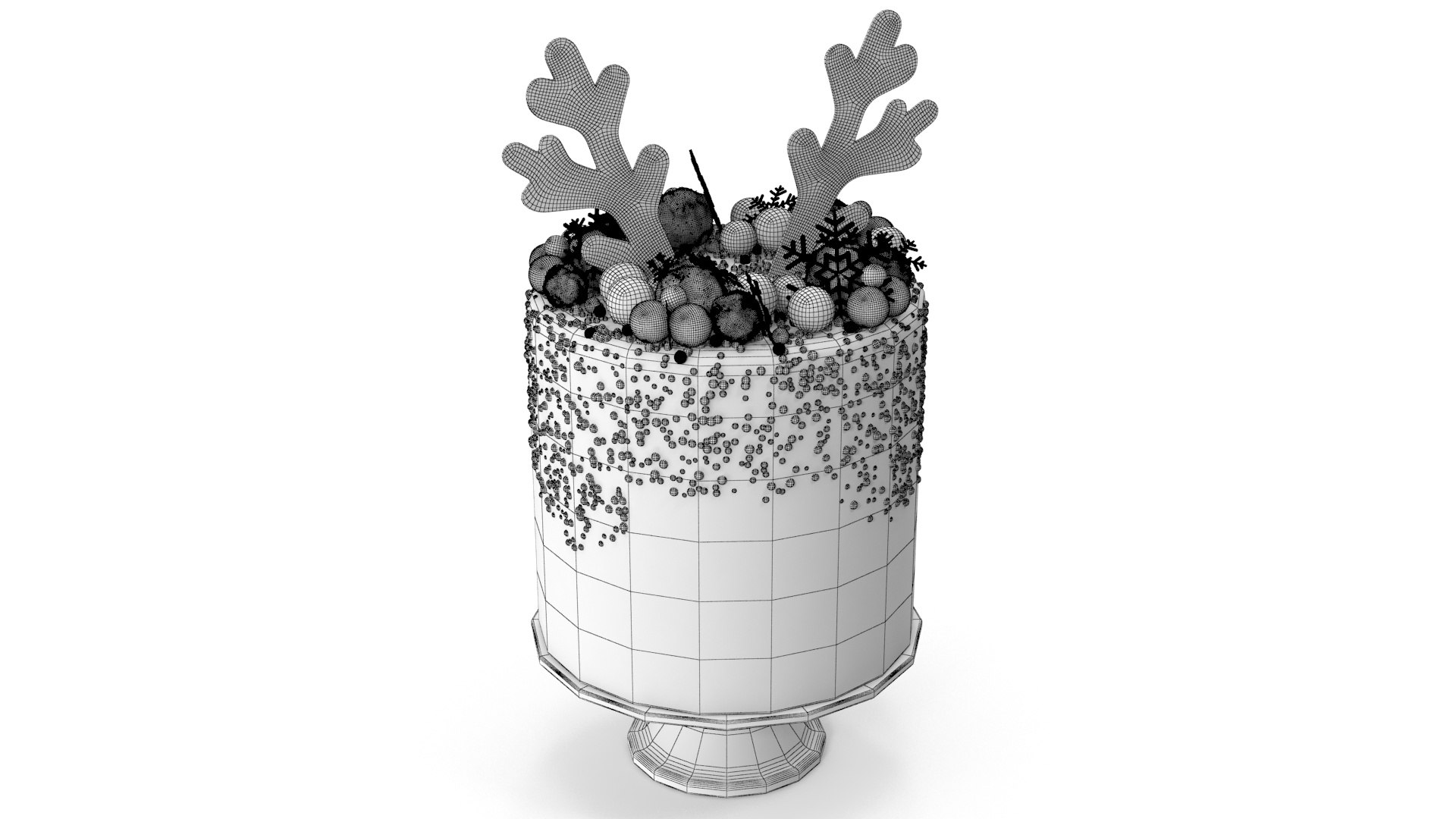 3D Christmas Cake with Reindeer Antlers Topper model - TurboSquid 1803870