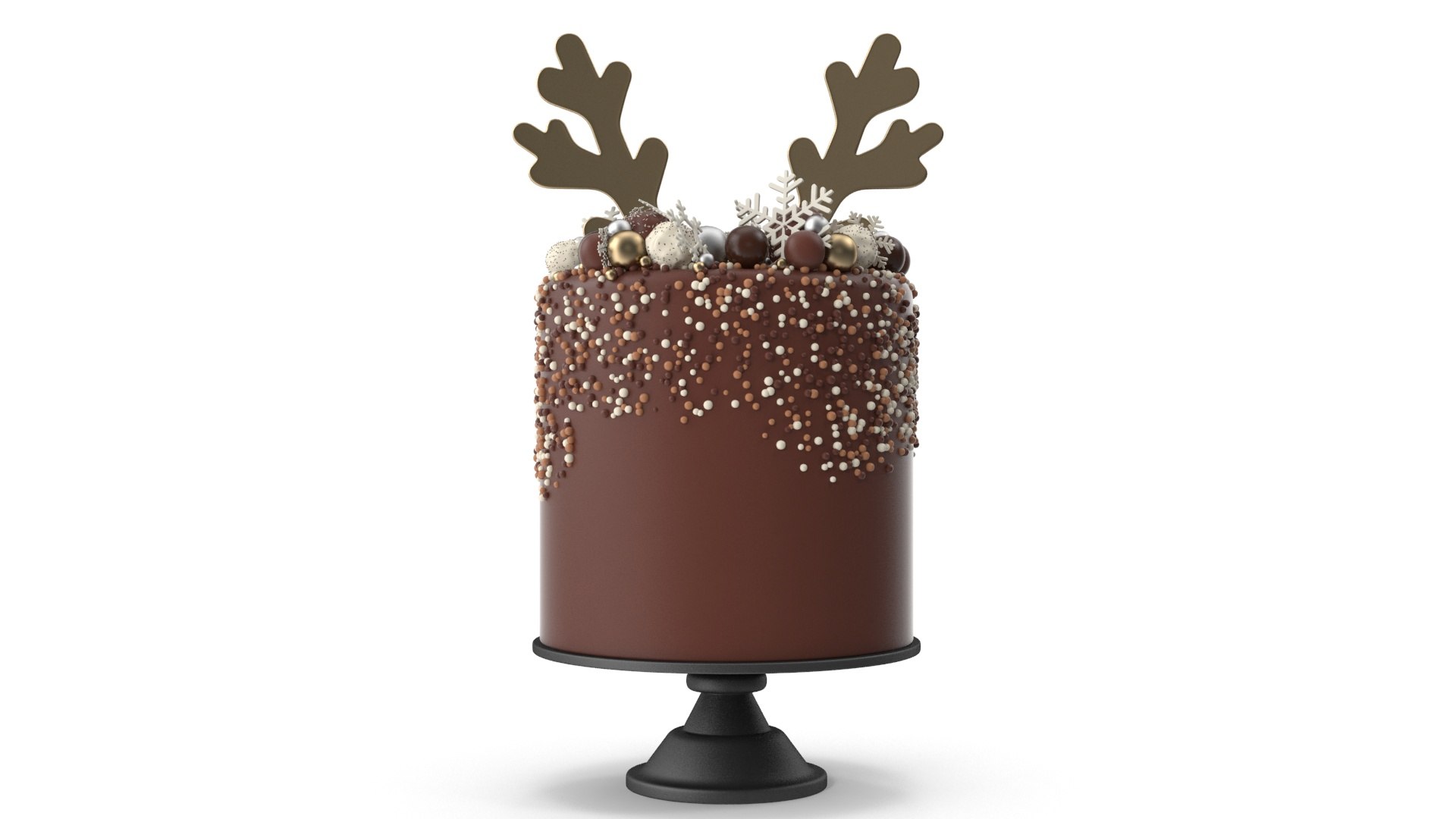 3D Christmas Cake with Reindeer Antlers Topper model - TurboSquid 1803870
