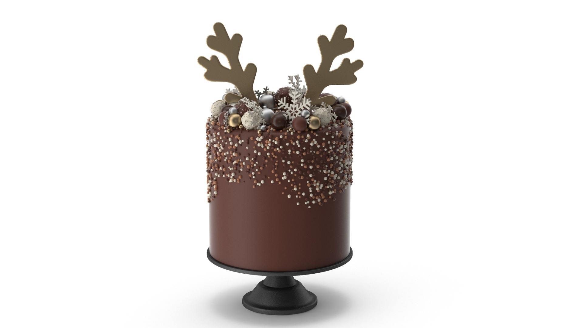 3D Christmas Cake with Reindeer Antlers Topper model - TurboSquid 1803870