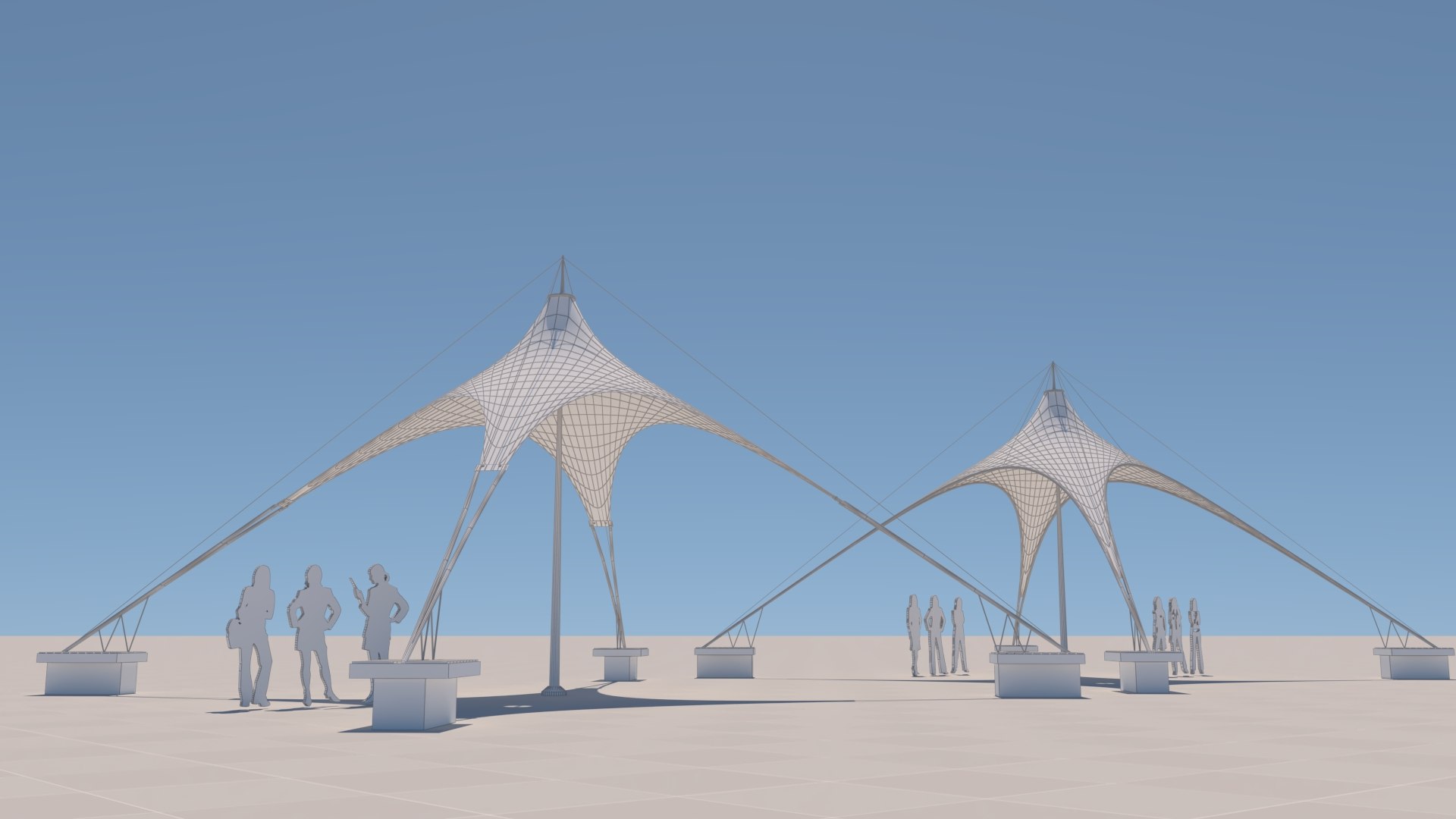 Tensile Fabric Structure -7 Model - TurboSquid 2034329
