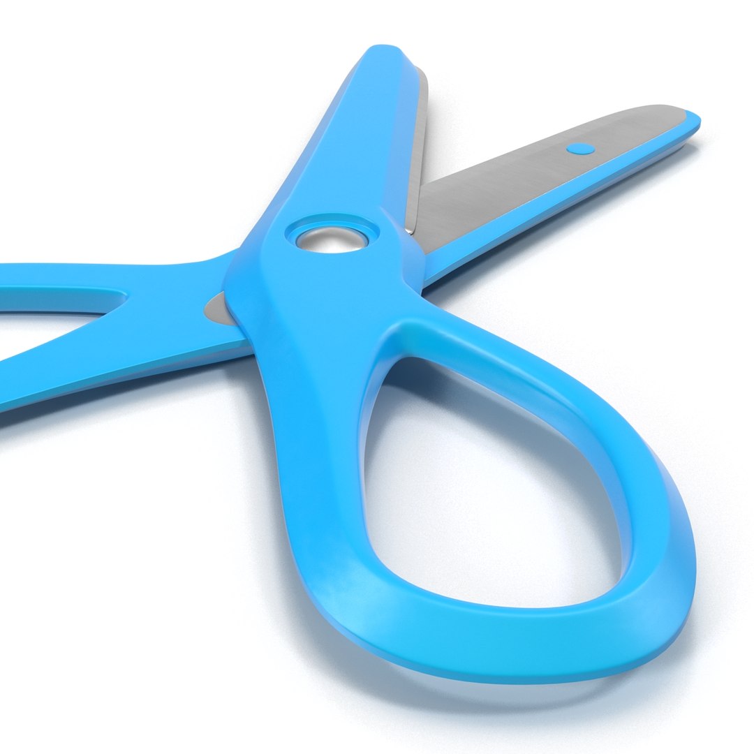 3d Scissors 3 Blue Model