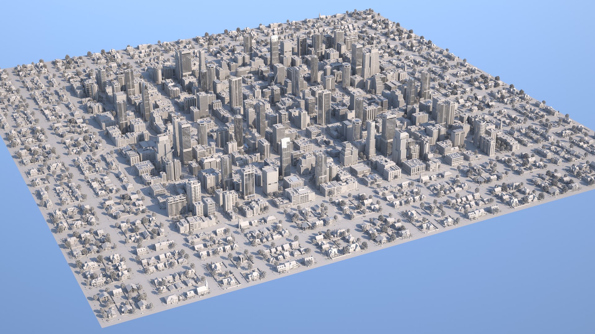 City Downtown And Suburb 3D Model - TurboSquid 1767093