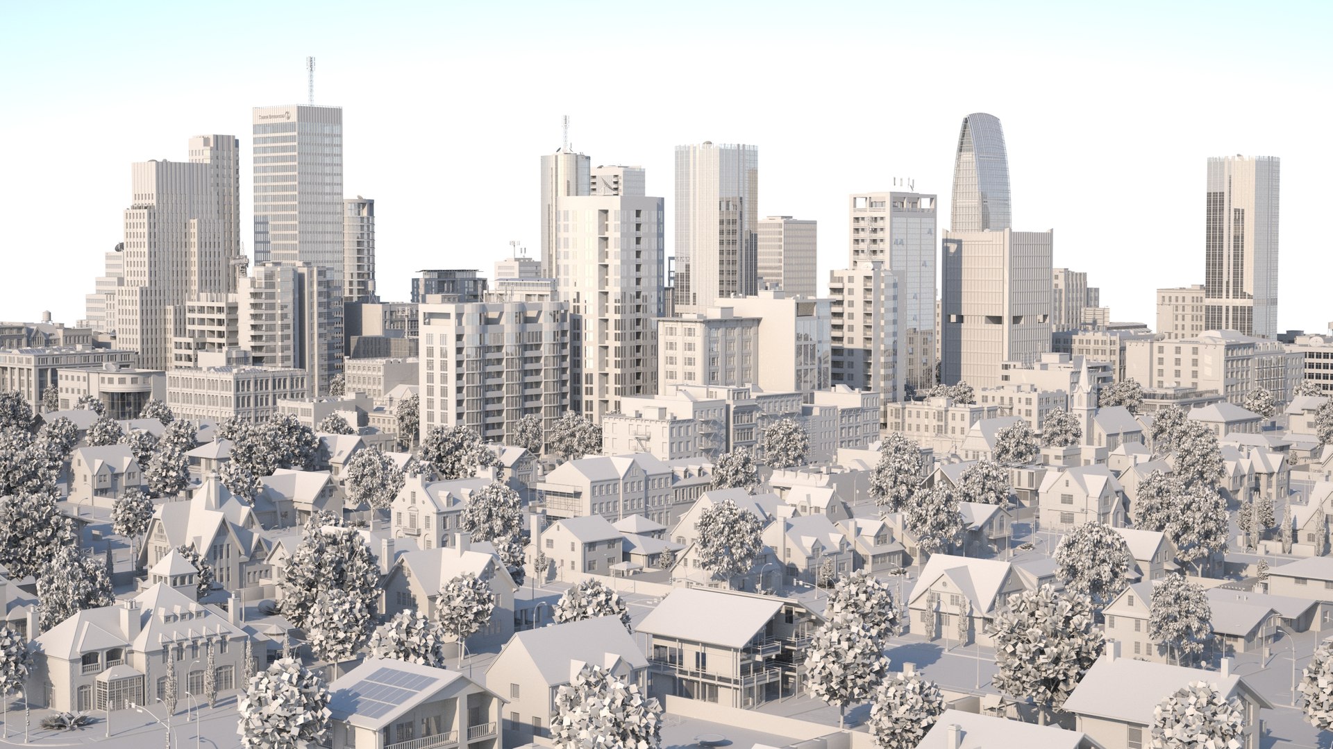 City Downtown And Suburb 3D Model - TurboSquid 1767093