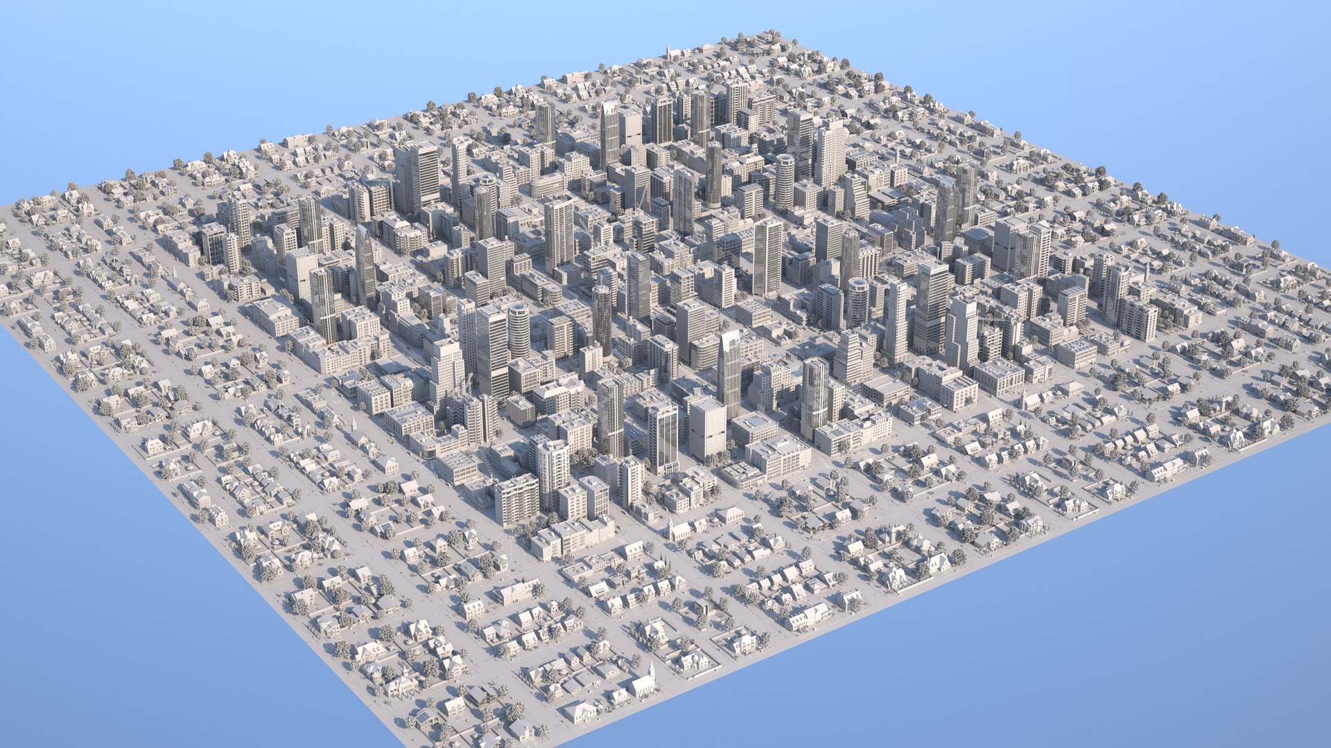 City Downtown And Suburb 3D Model - TurboSquid 1767093