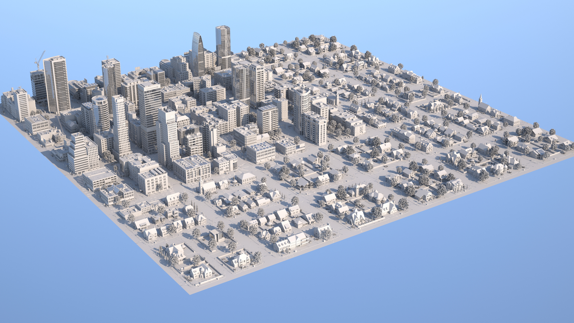 City Downtown and Suburb 3D model - TurboSquid 1767093