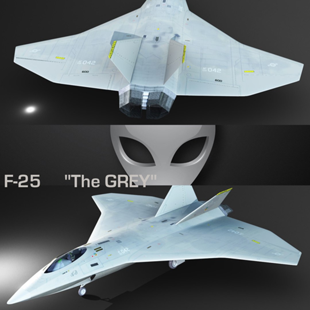 3ds Max F-25 Grey Futuristic Fighter