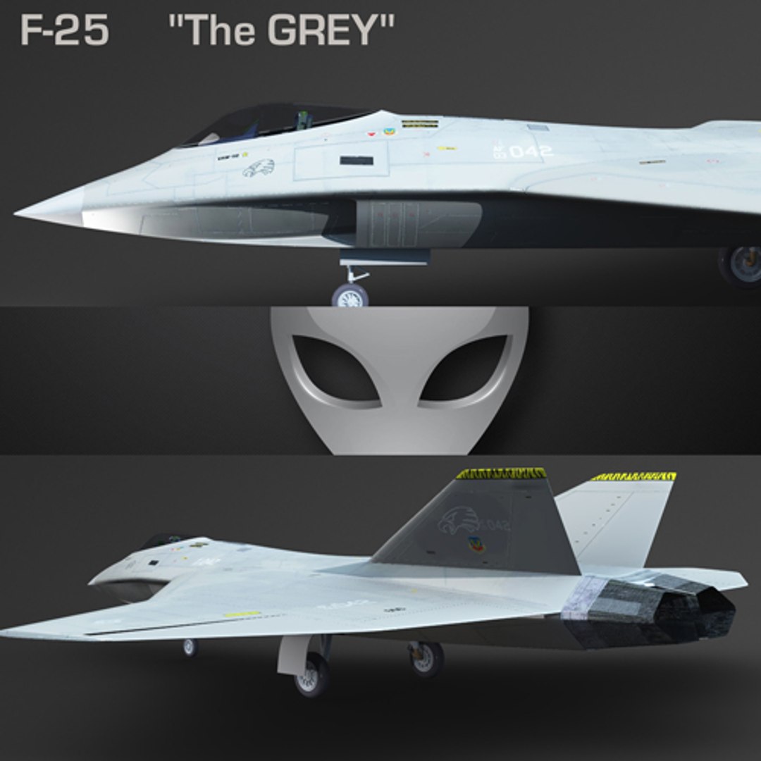 3ds Max F-25 Grey Futuristic Fighter