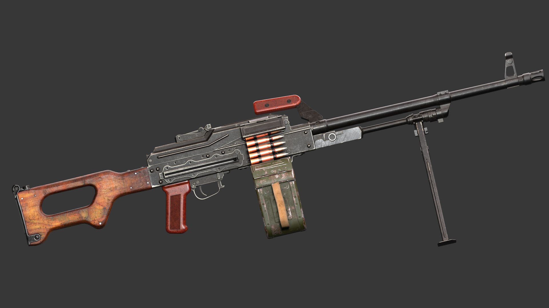 Pkm Machine Gun Game Ready Low Poly 3d Model Turbosquid 1867403