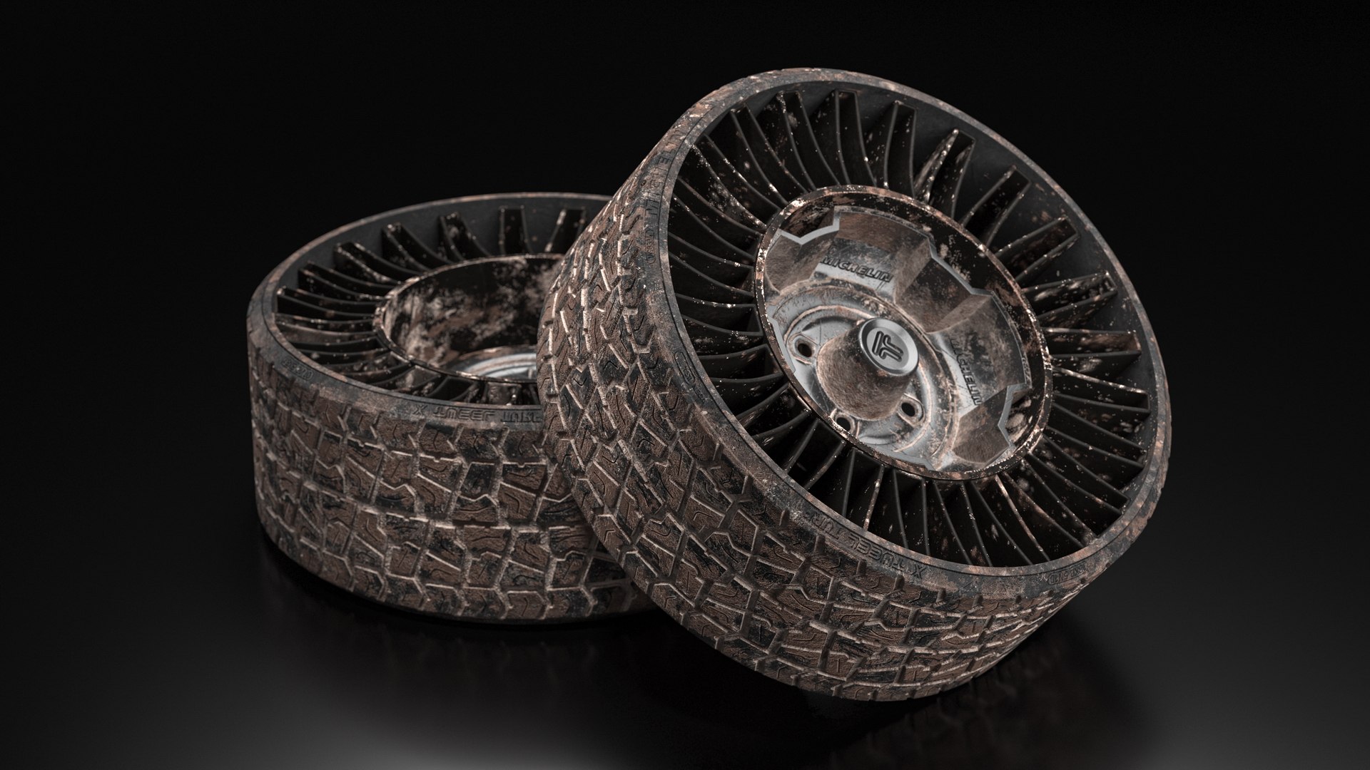 Dirty Airless Tire for Golf Cart MICHELIN 3D model - TurboSquid 1978859