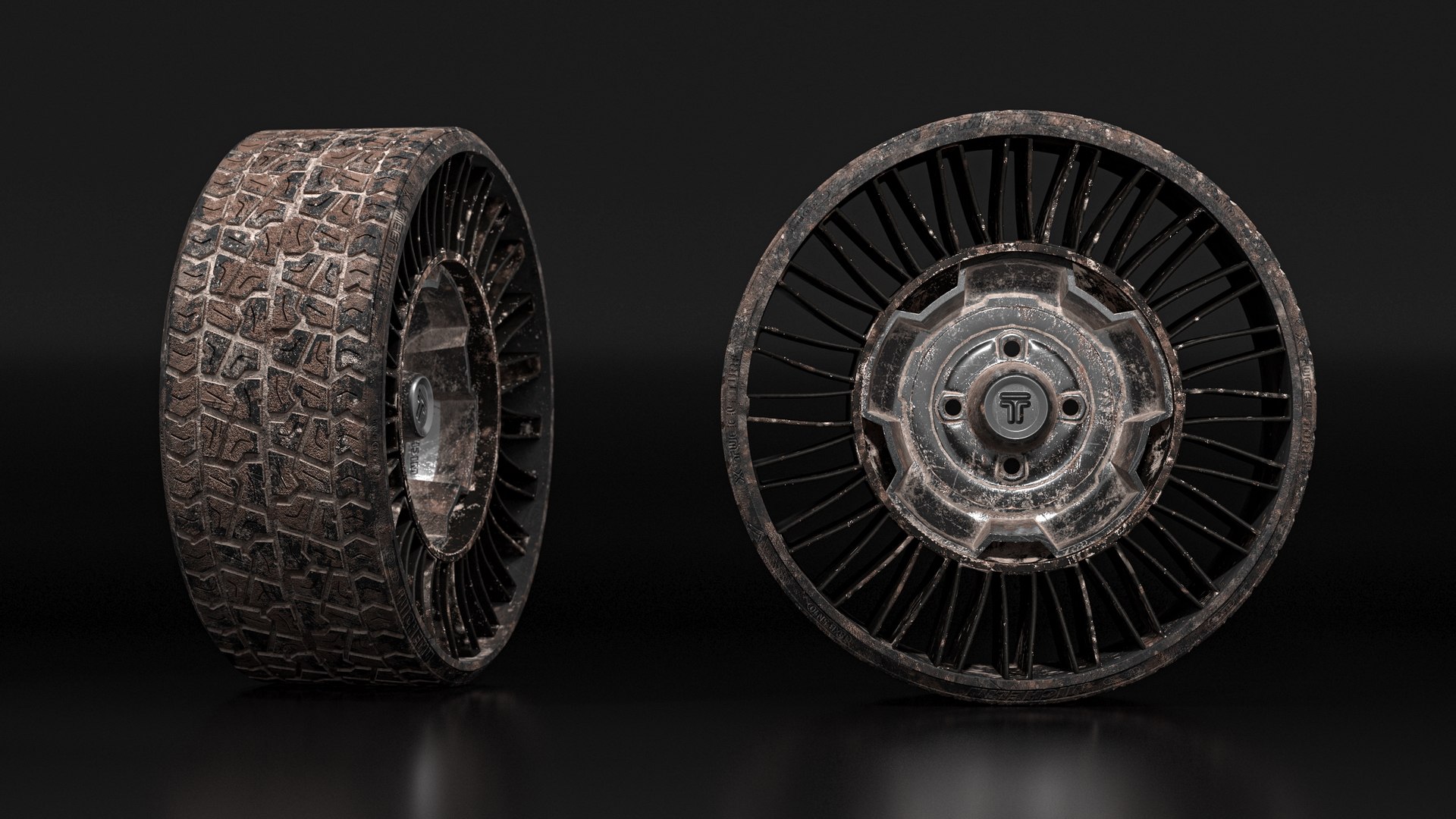 Dirty Airless Tire for Golf Cart MICHELIN 3D model - TurboSquid 1978859