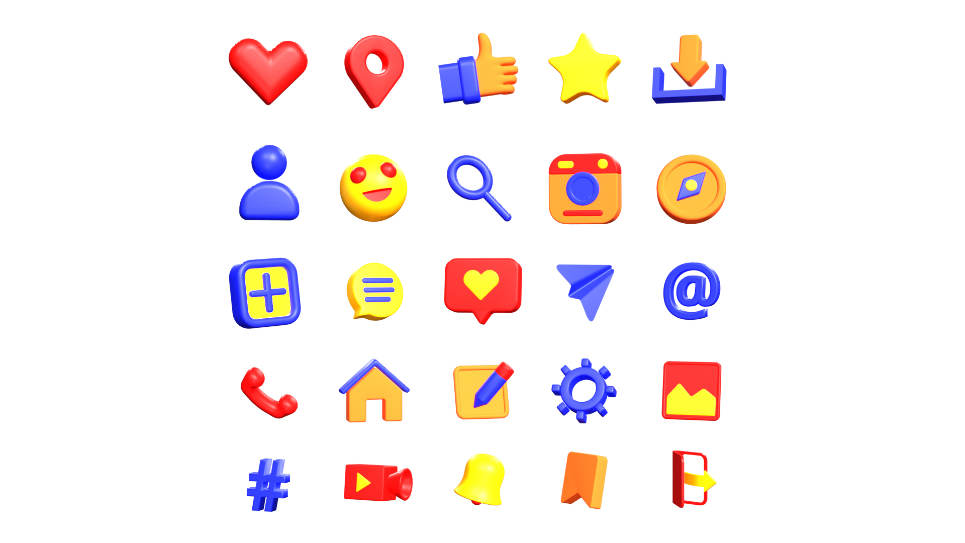 25 3D Social Media Element Icon 3D Model - TurboSquid 2224447