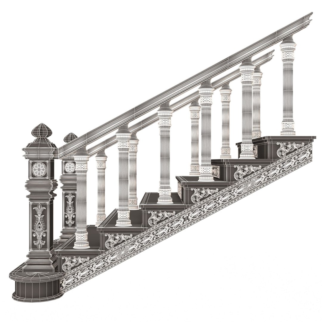 3D Carved Stair 05 White Model - TurboSquid 2324285
