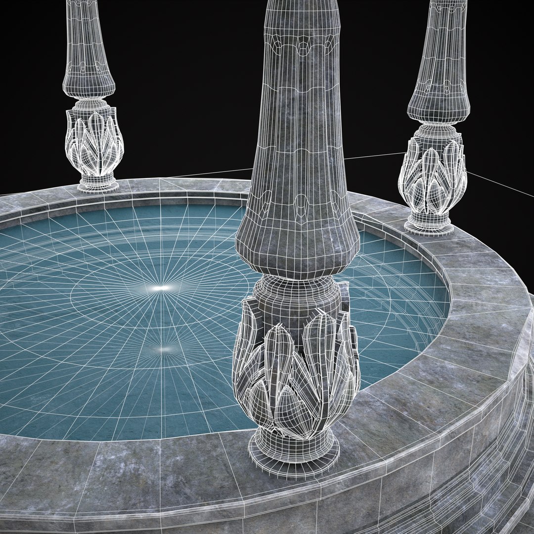 Floral Water Fountain Model - TurboSquid 2085911