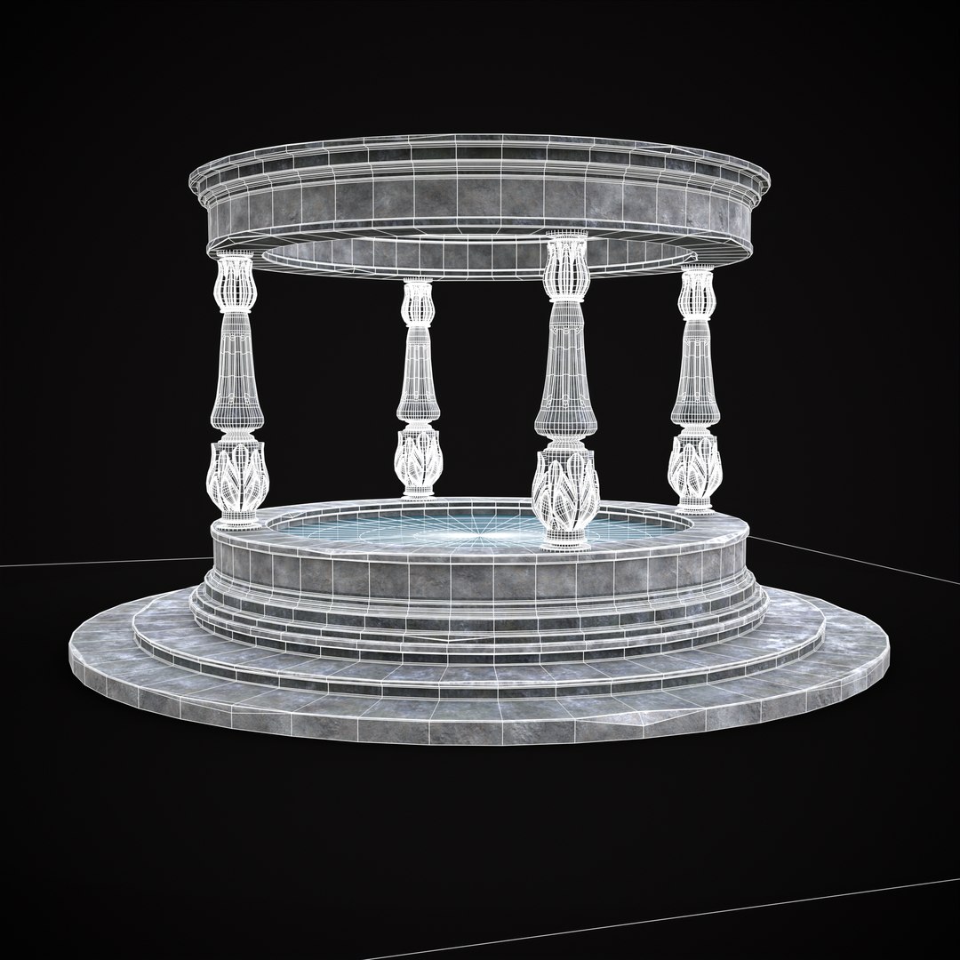 Floral Water Fountain Model - TurboSquid 2085911