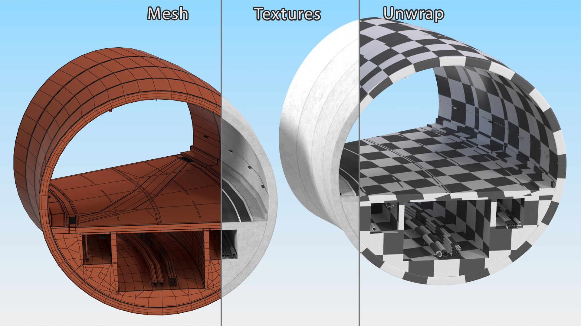 3D Model Car Tunnel Structure Section Turn - TurboSquid 2269806