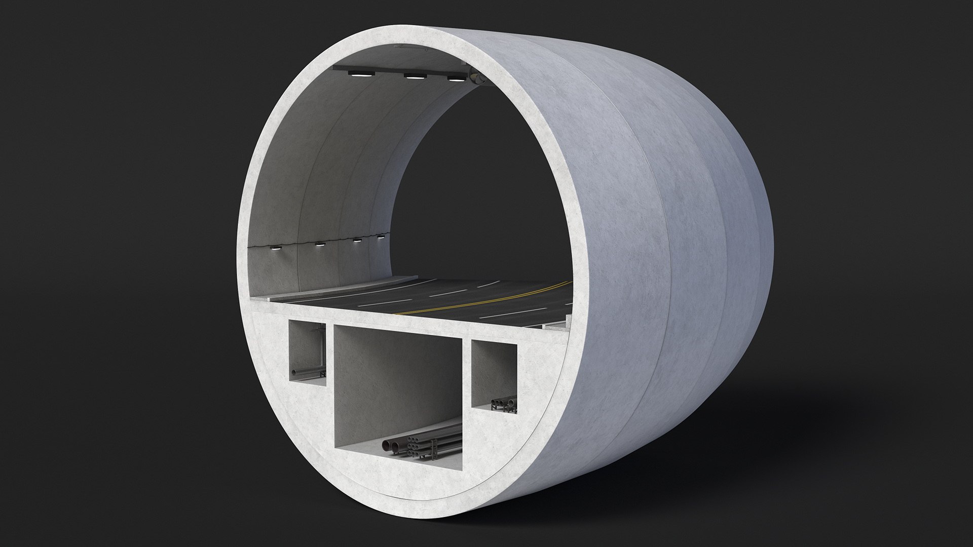 3D Model Car Tunnel Structure Section Turn - TurboSquid 2269806