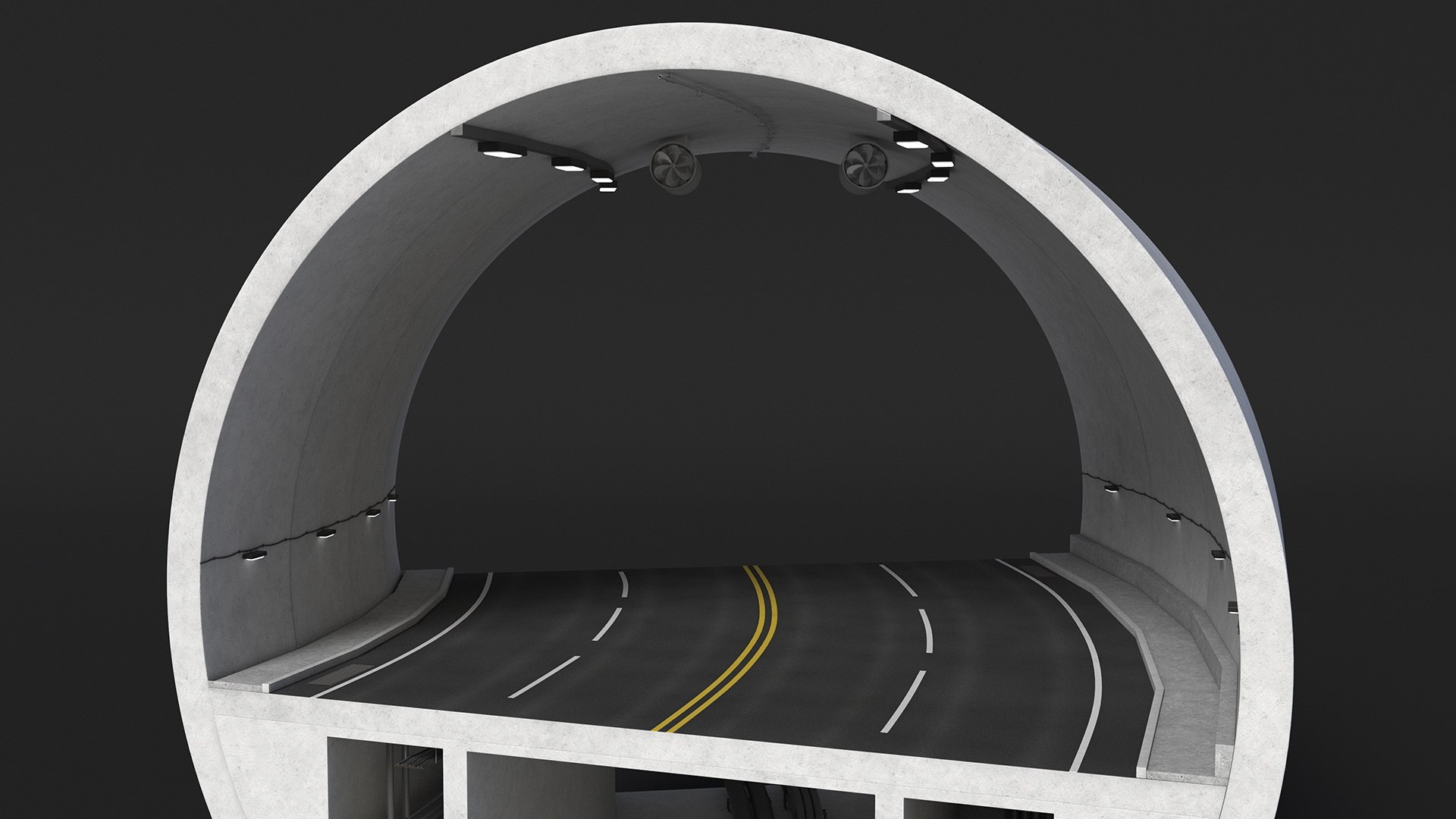 3D Model Car Tunnel Structure Section Turn - TurboSquid 2269806