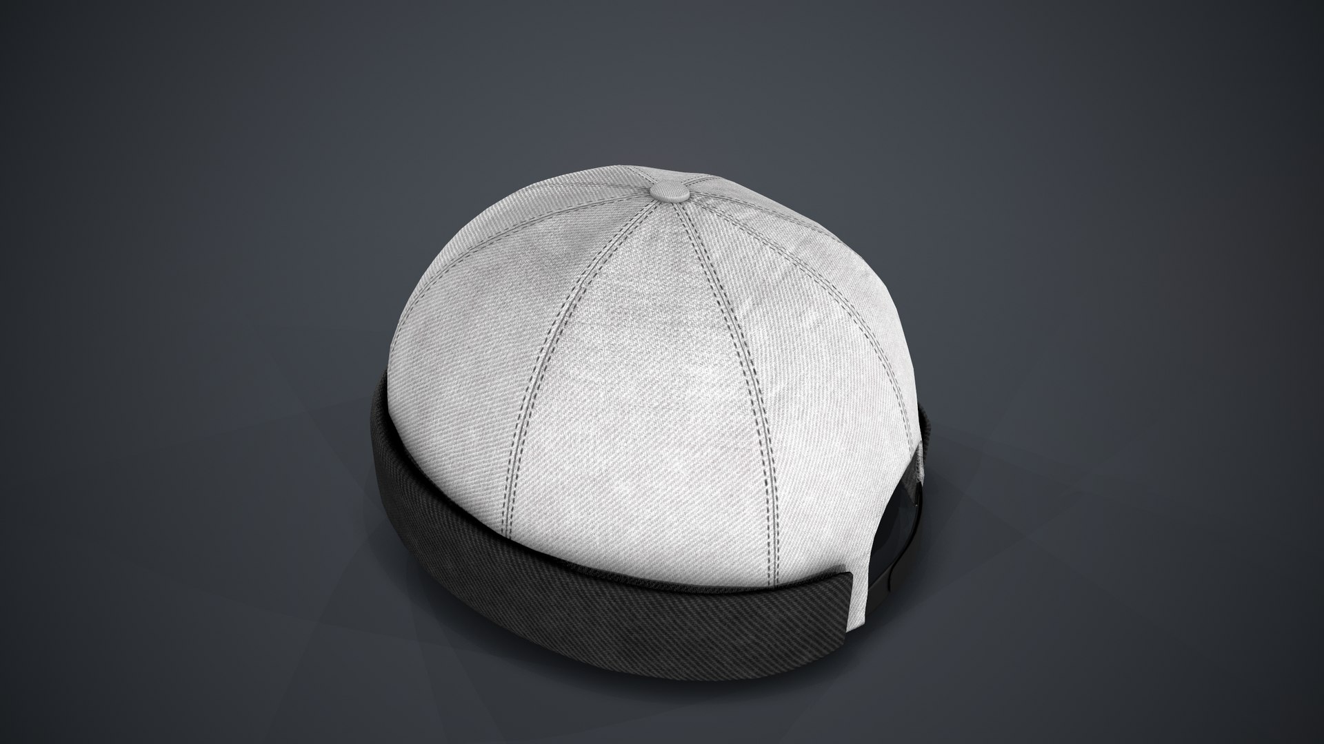 White jeans brimless cap 3D model - TurboSquid 1657473