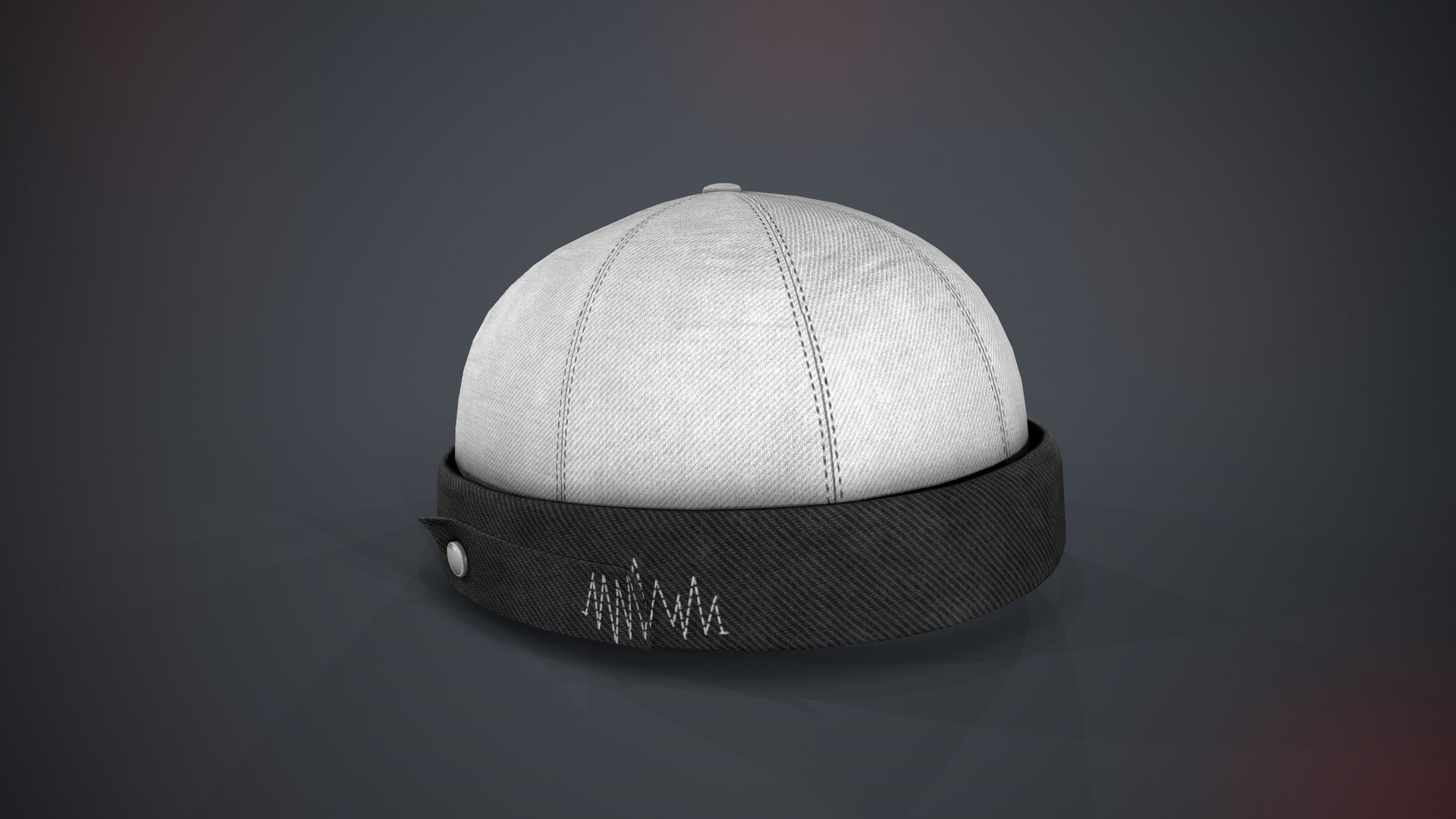 White jeans brimless cap 3D model - TurboSquid 1657473