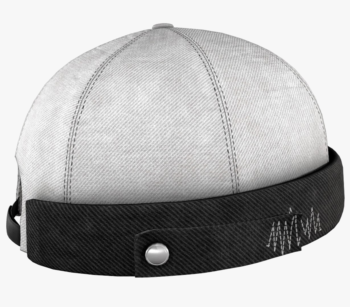 White jeans brimless cap 3D model - TurboSquid 1657473