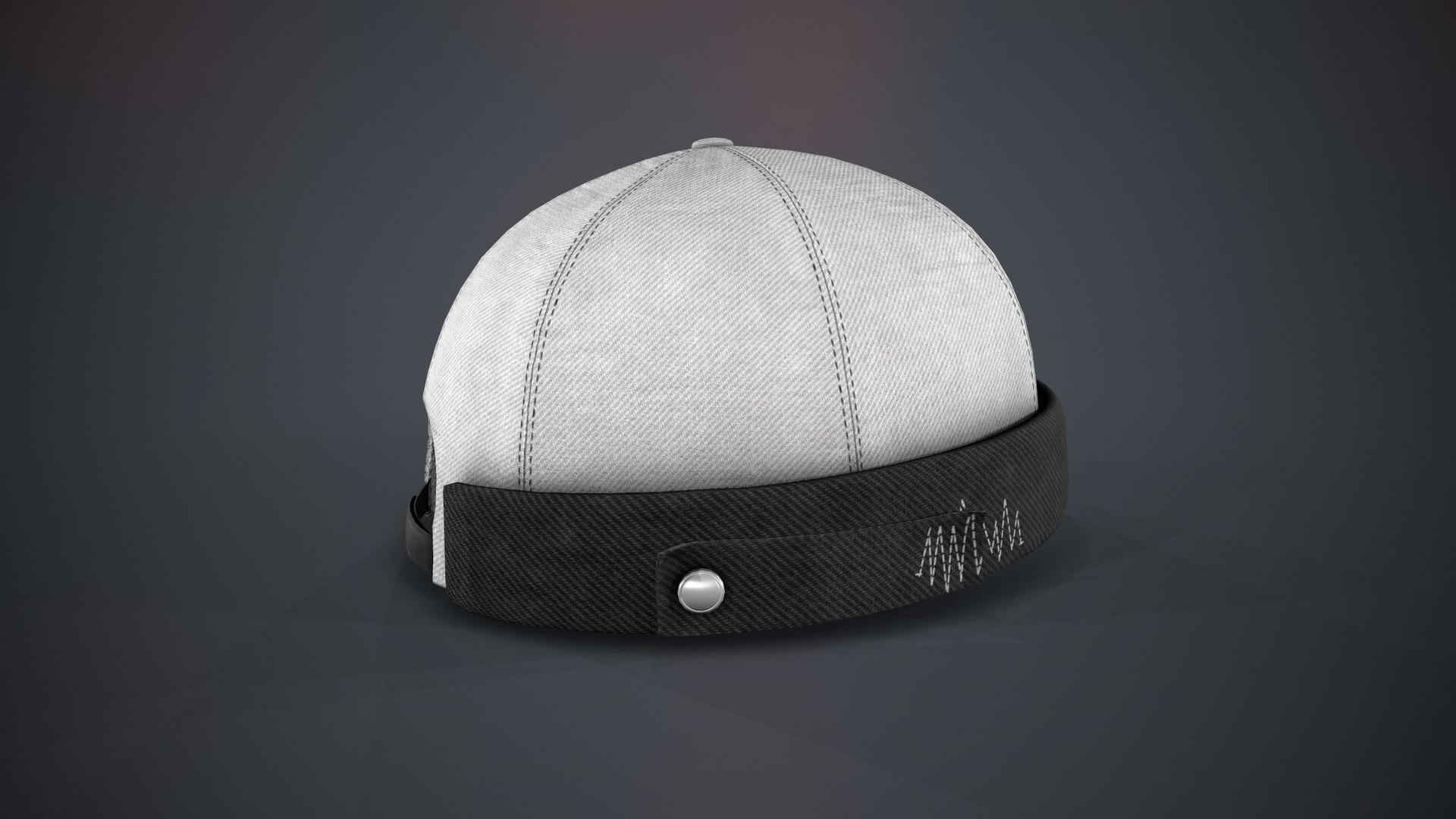 White jeans brimless cap 3D model - TurboSquid 1657473