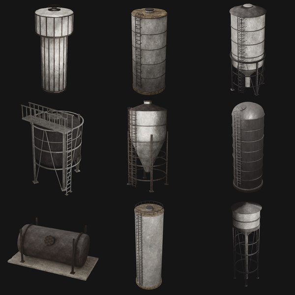 3D POST APO SILOS SILO CONTAINER OLD TANK DESTROYED COLLECTION ...