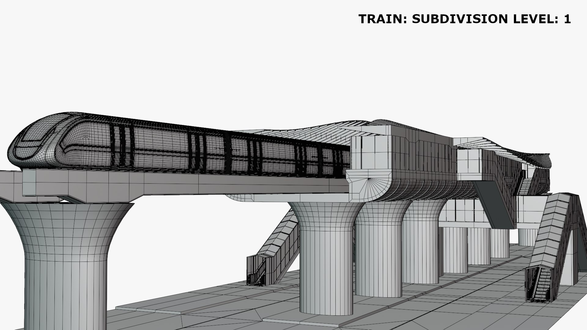 3D Monorail Station Textured With Train - TurboSquid 1890870