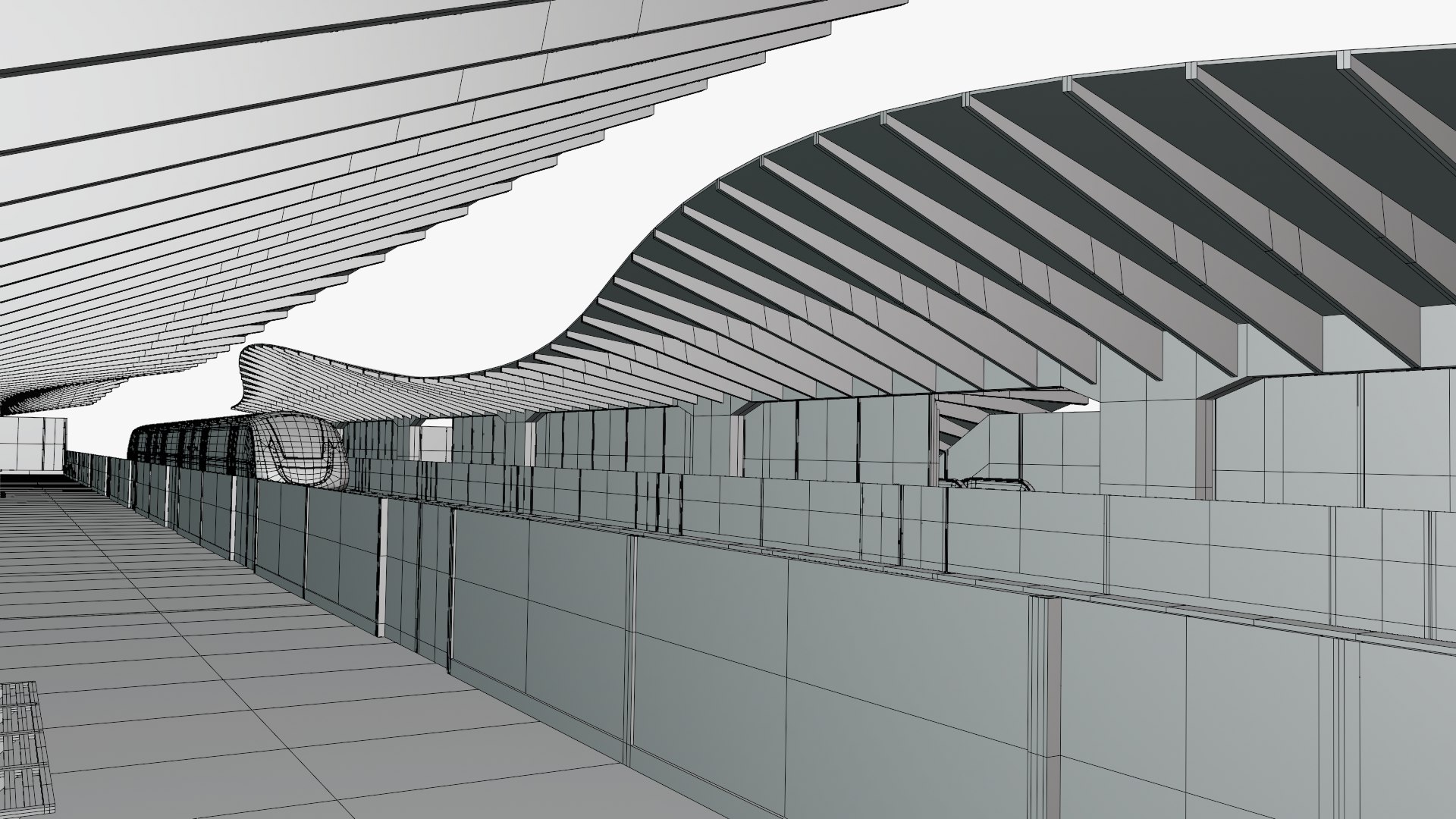 3D Monorail Station Textured With Train - TurboSquid 1890870