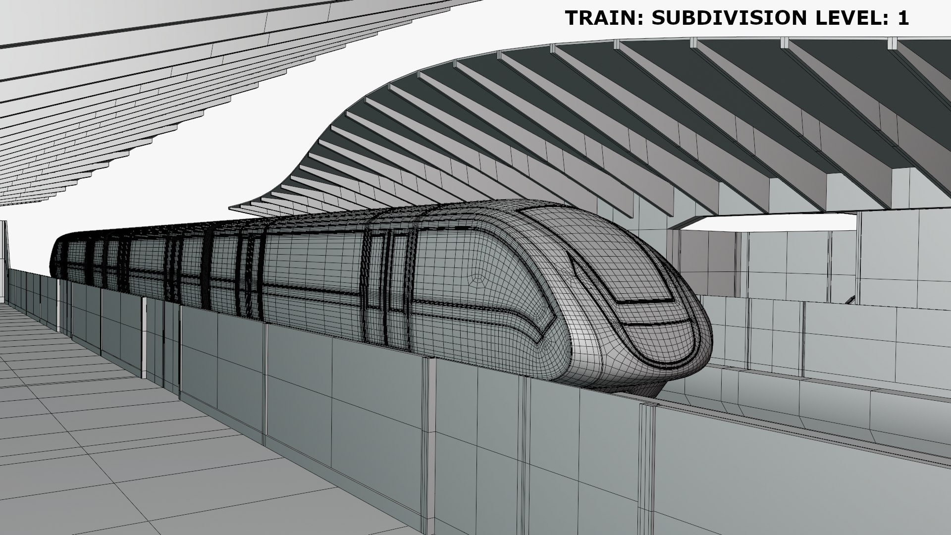 3D Monorail Station Textured With Train - TurboSquid 1890870