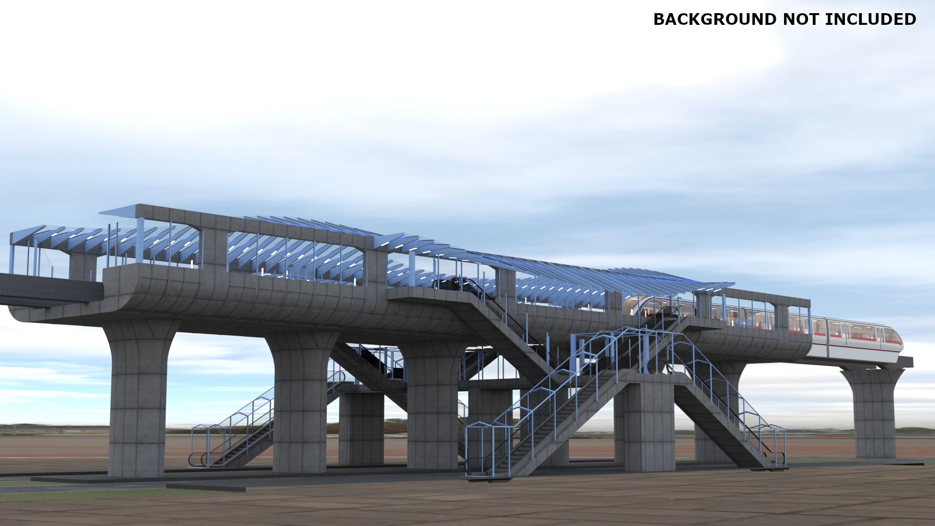 3D Monorail Station Textured With Train - TurboSquid 1890870