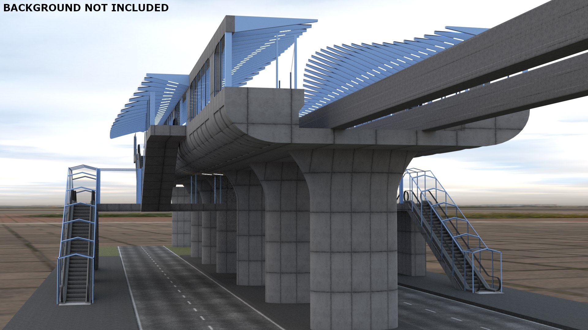 3D Monorail Station Textured With Train - TurboSquid 1890870