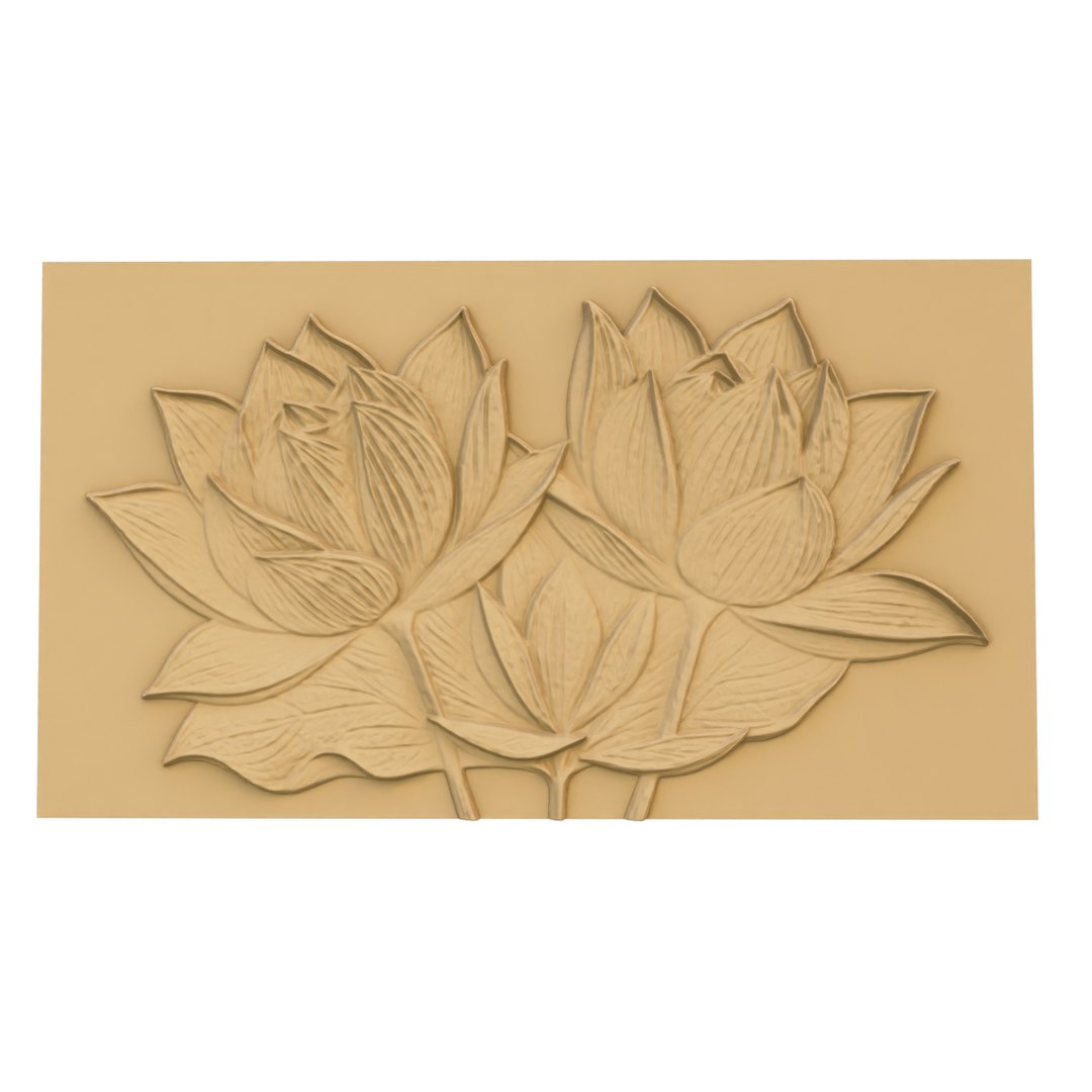 3D Modern Lotus Panel Wall Decor Set Wall Relief Mural CNC 141 ...