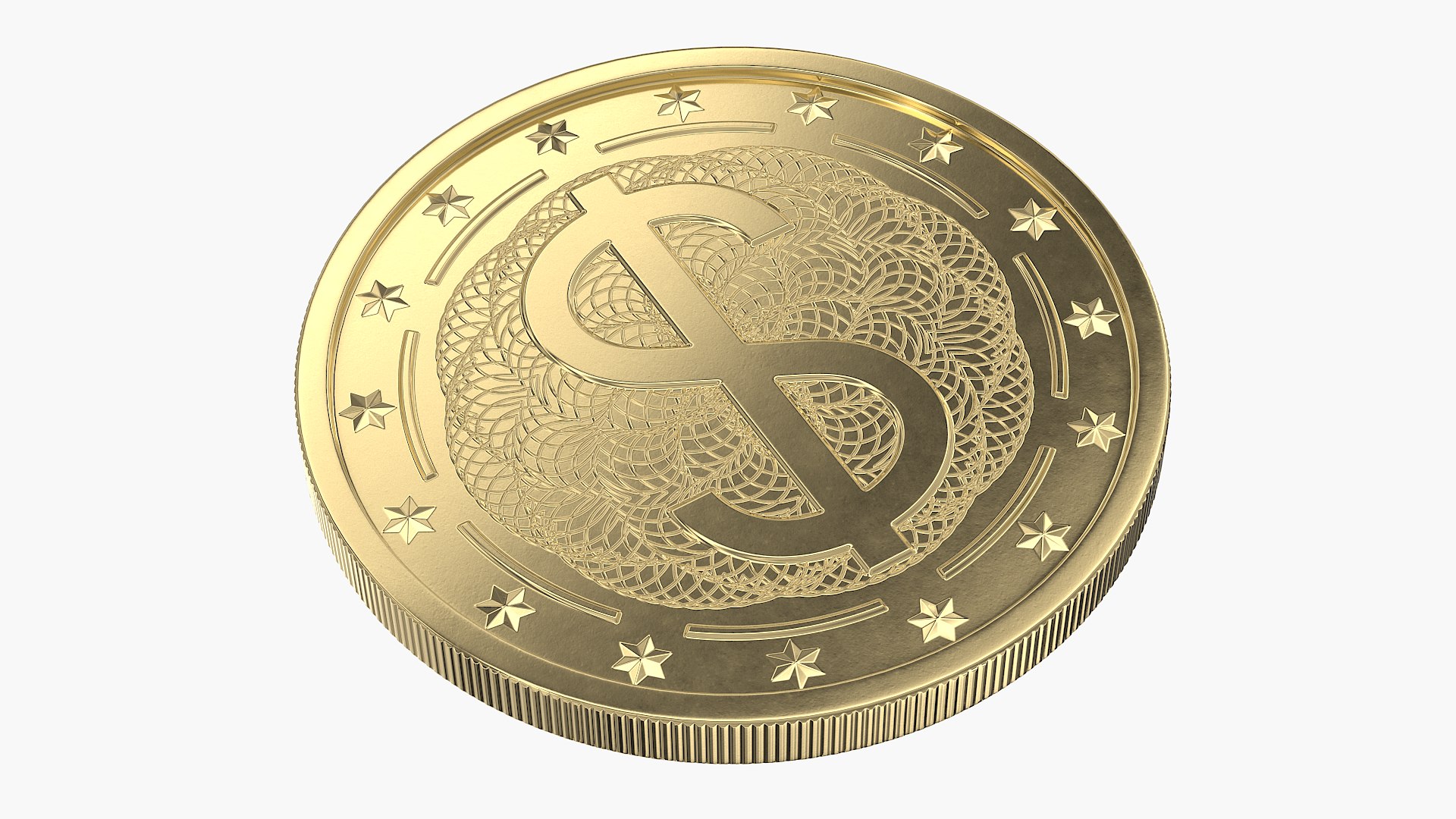 Dollar Gold Coin 2 3D Model - TurboSquid 2274007