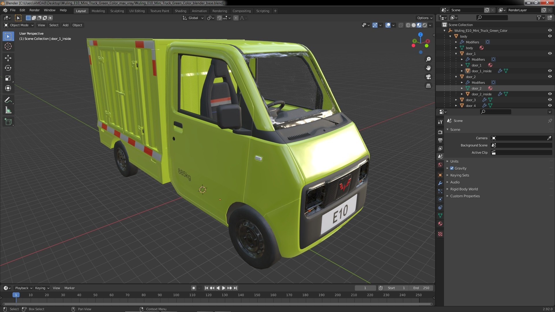 3D Wuling E10 Mini Truck Green Color - TurboSquid 2155805