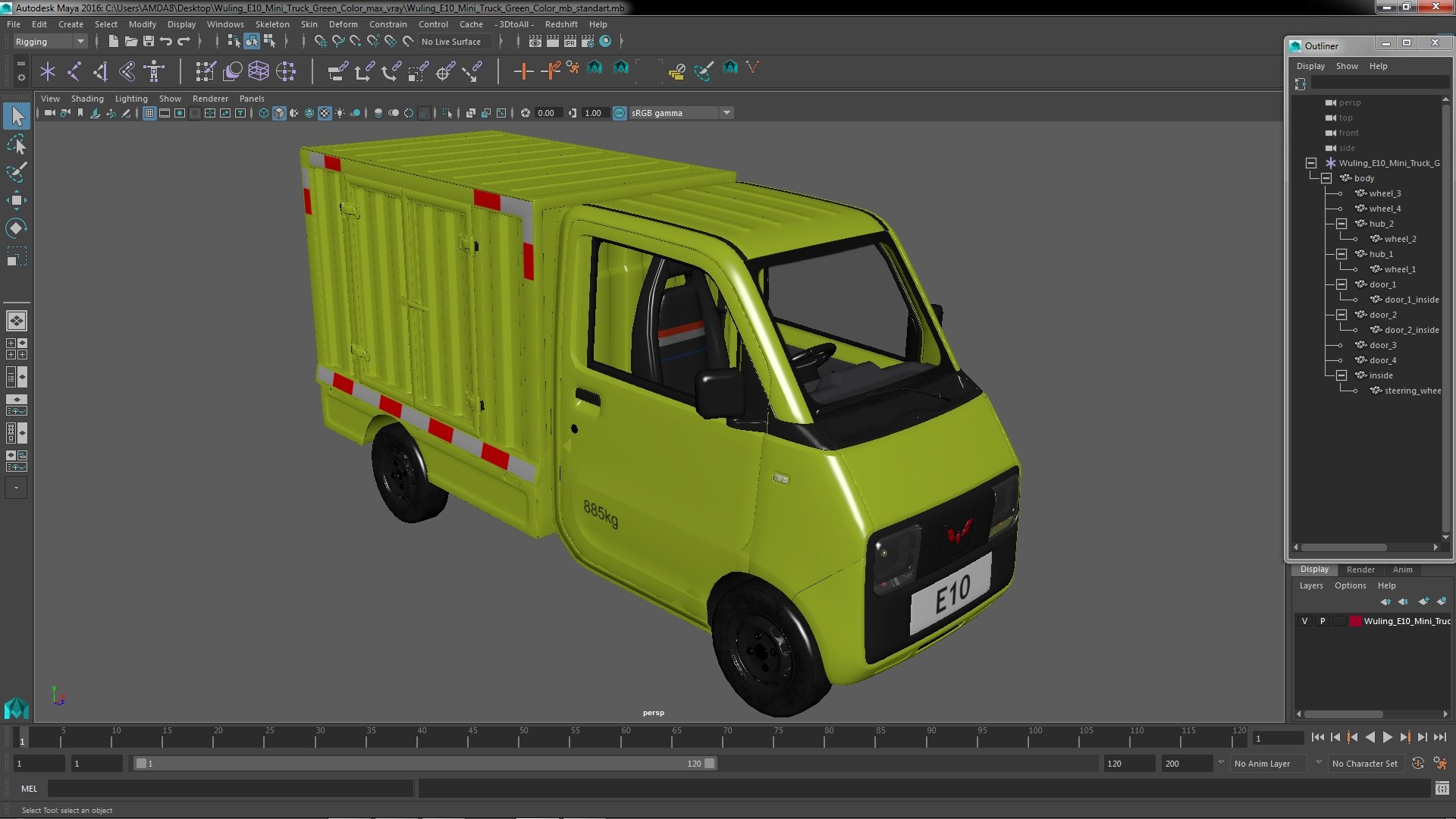 3D Wuling E10 Mini Truck Green Color - TurboSquid 2155805