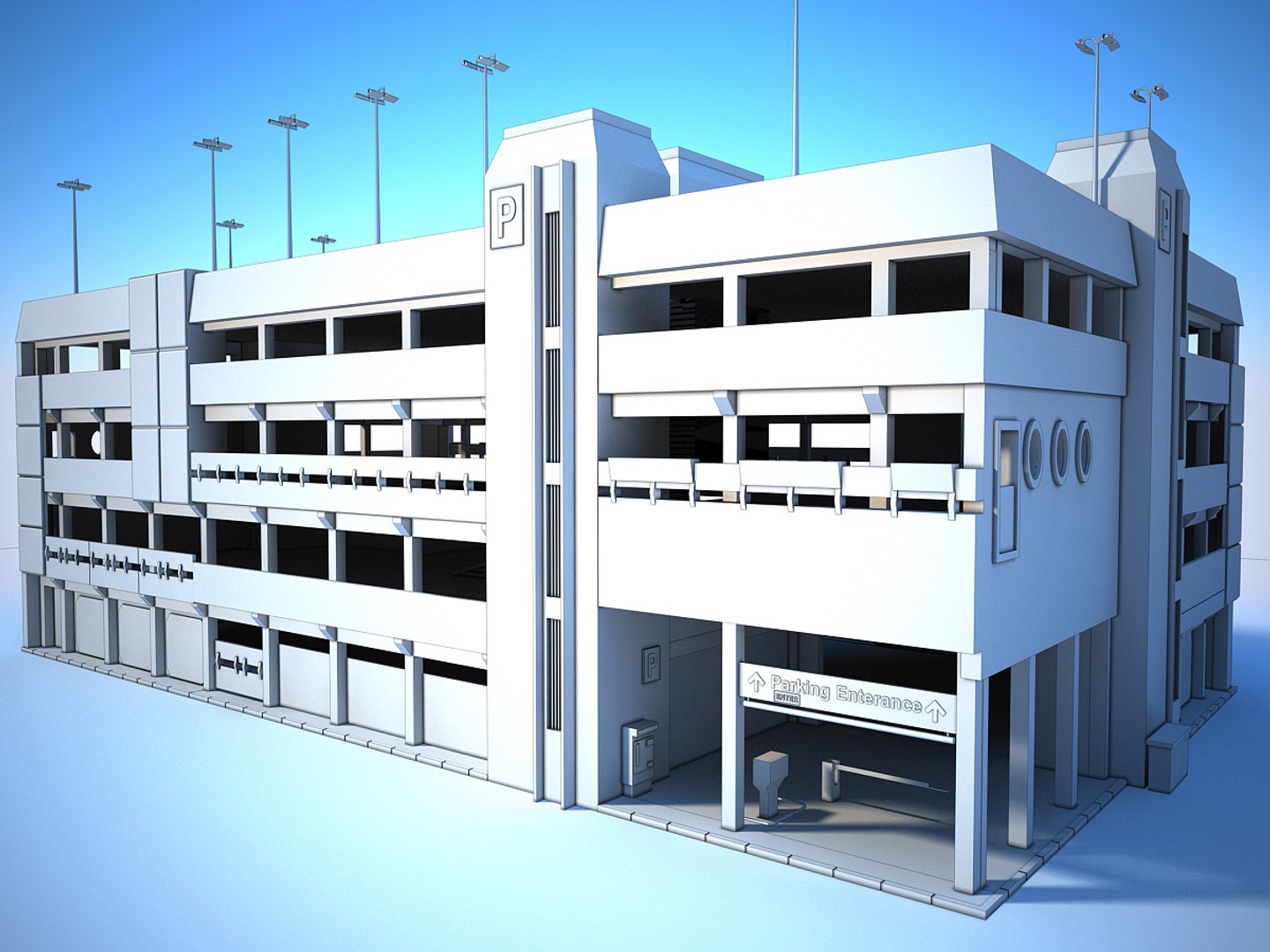 Generic White Parking Garage 3D Model - TurboSquid 1410760