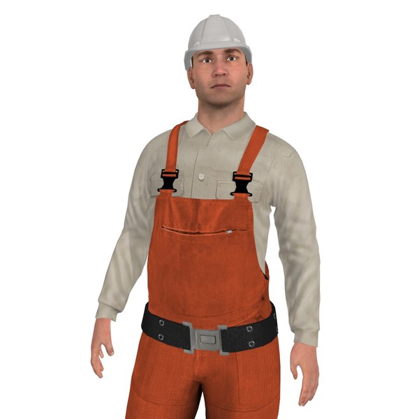 rigged worker man 3d max
