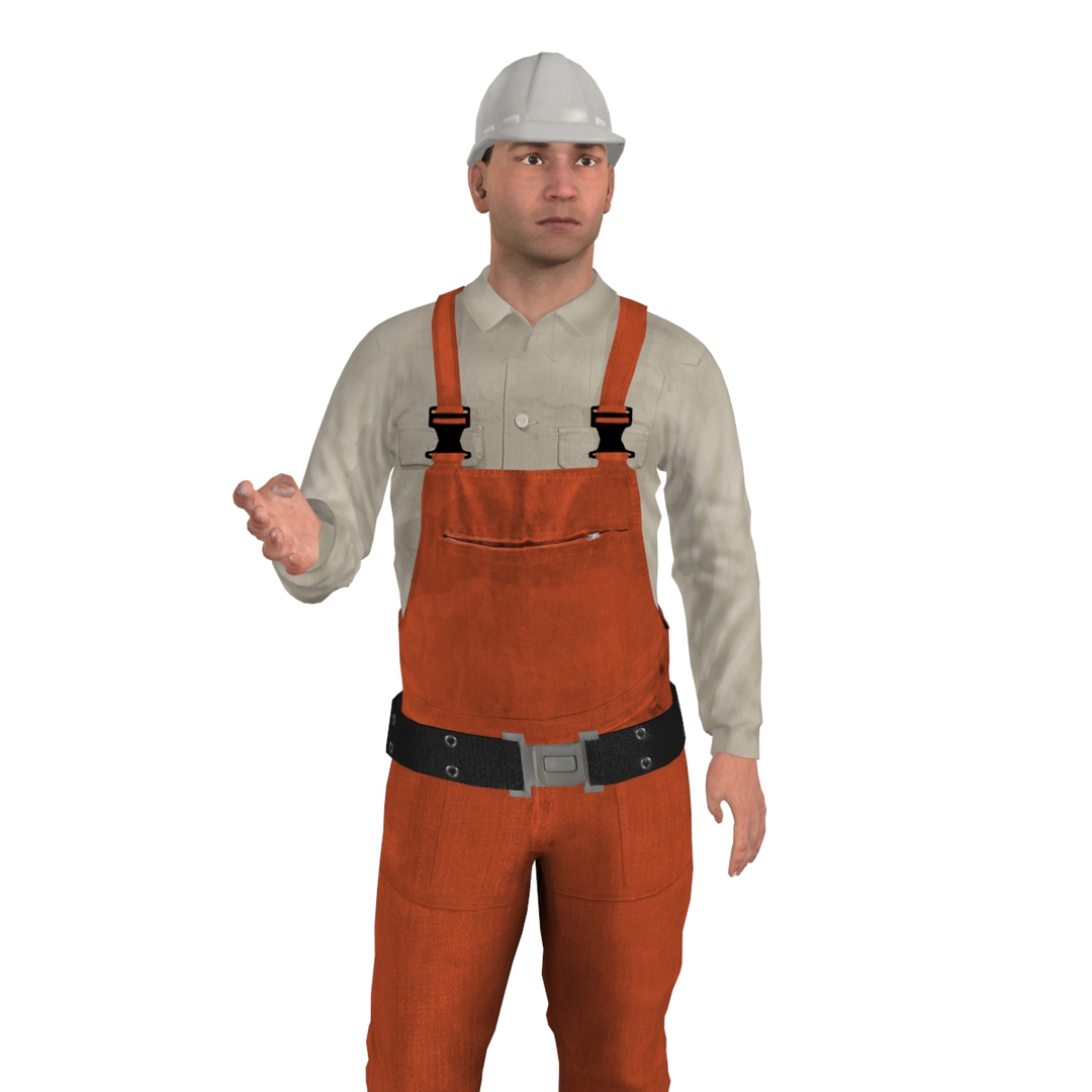 rigged worker man 3d max