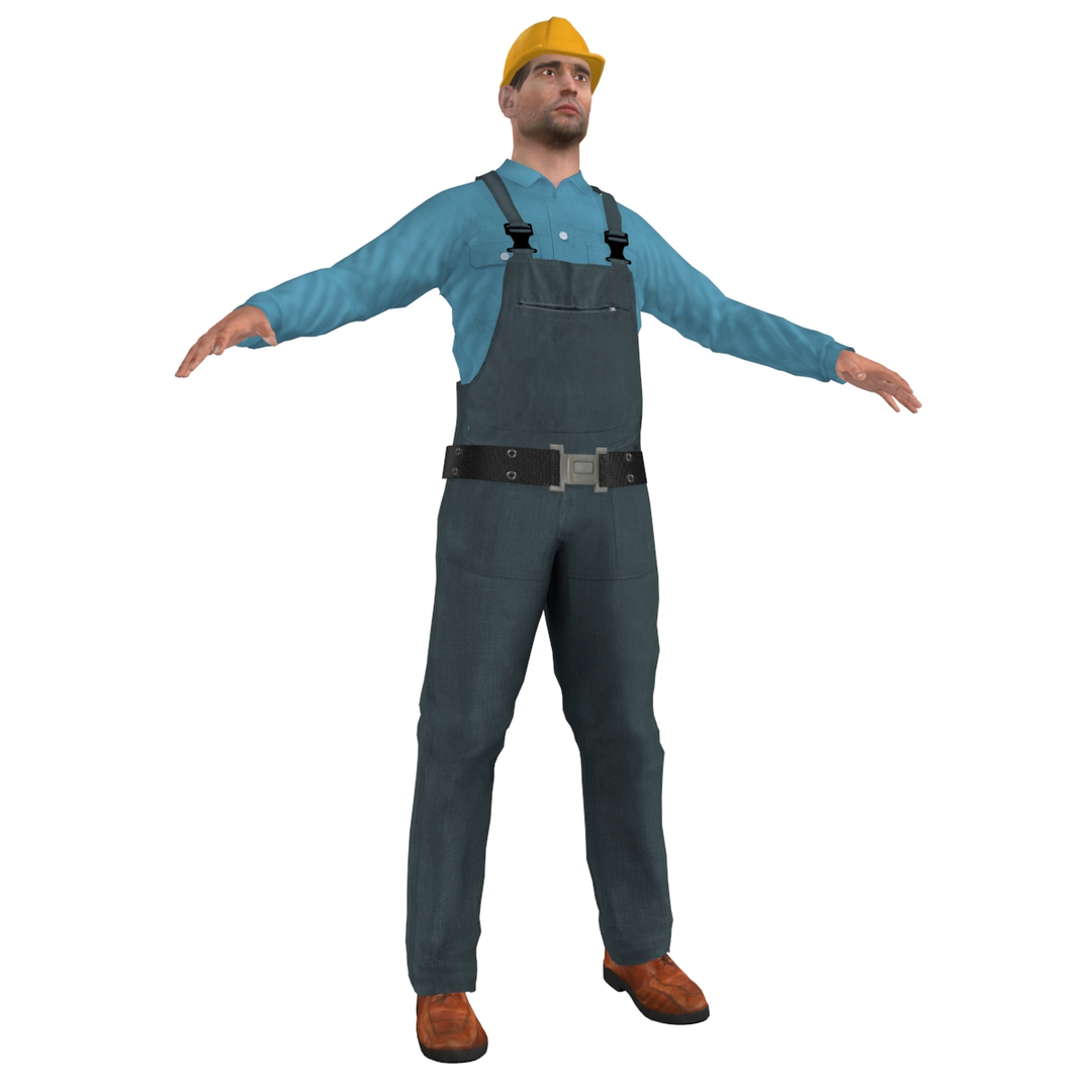 rigged worker man 3d max